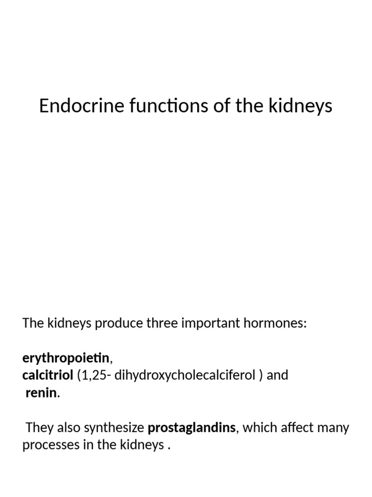 Endocrine Functions of Kidney | PDF