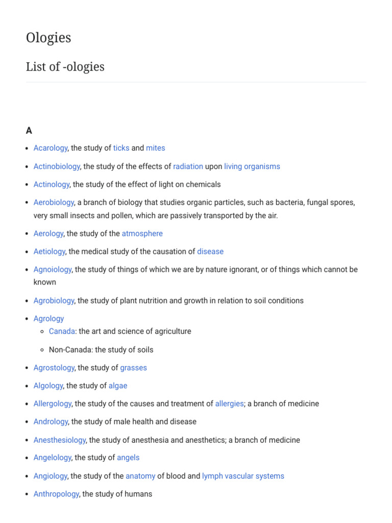 Ologies - Wikiversity | PDF