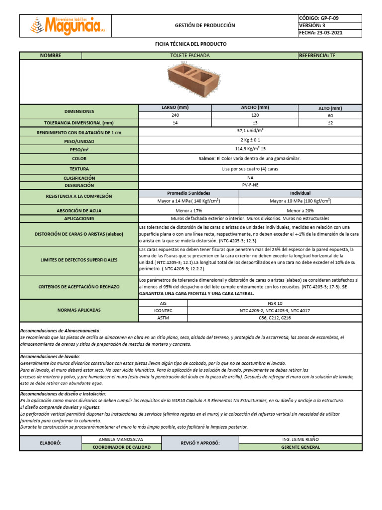 Fichas Técnicas de Los Ladrillos-1-5 | PDF