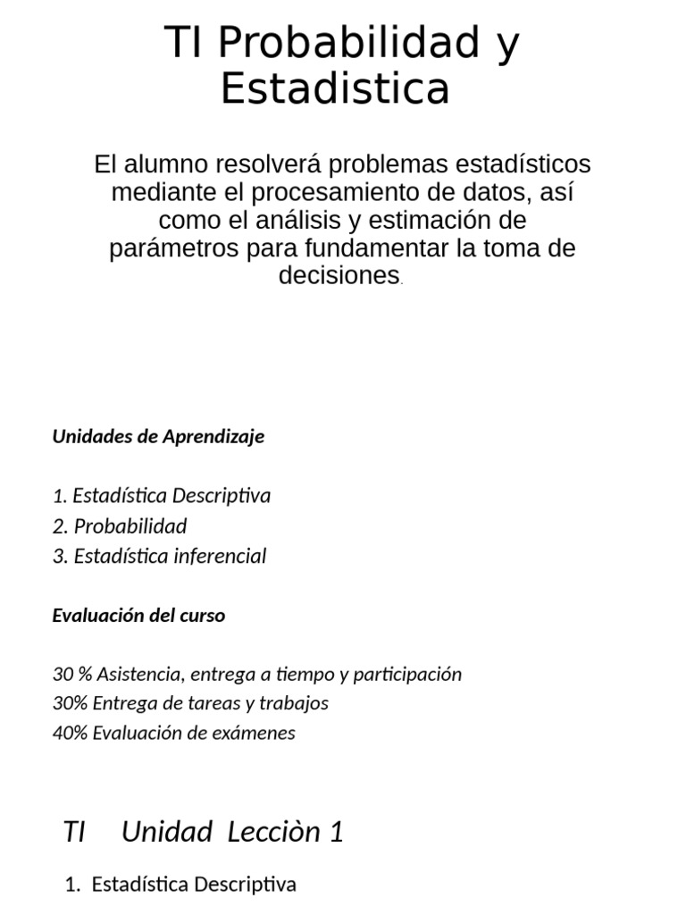 TI Prob y Est Lecciòn 1 A | PDF