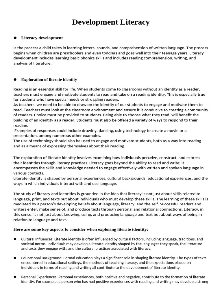 Development of Literacy | PDF