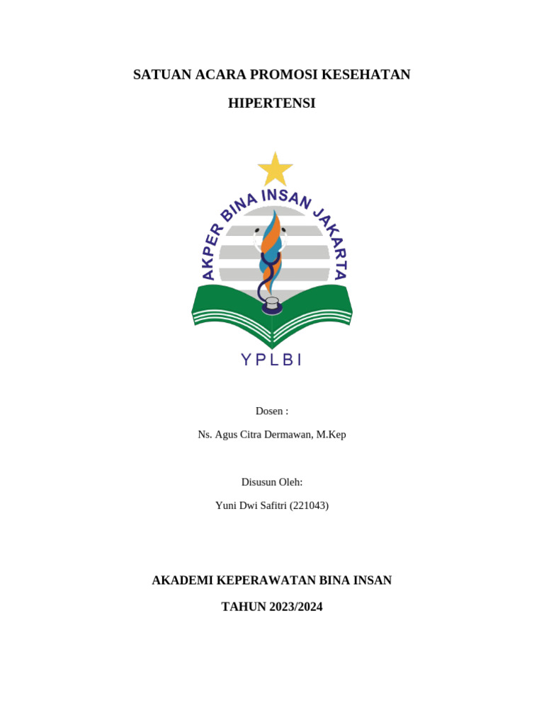 SATUAN ACARA PROMOSI KESEHATAN Yuni Dwi Safitri | PDF