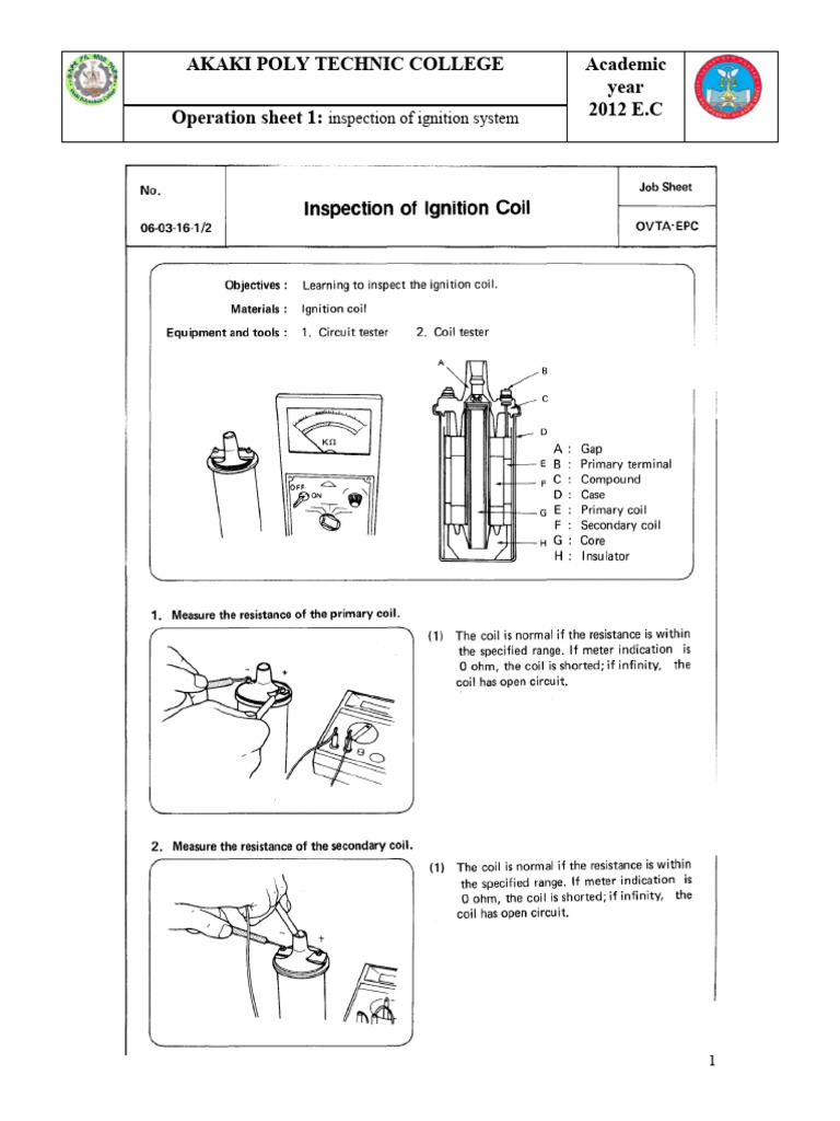 Inspection of Ignition Coil | PDF