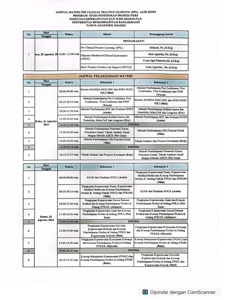 Jadwal Materi & Skill AJ TA 2024-2025 | PDF