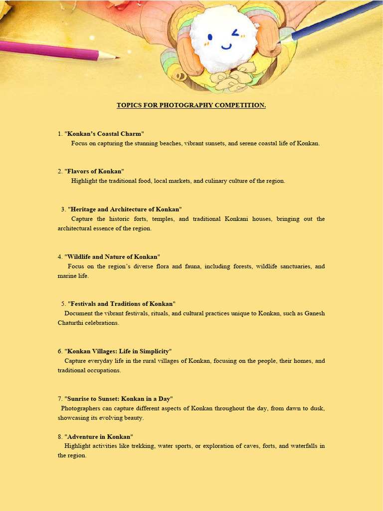 Topics For Photography Competition | PDF