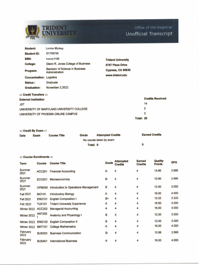 Bachelor of Science in Business Adminstration Transcript 1 1024 | PDF
