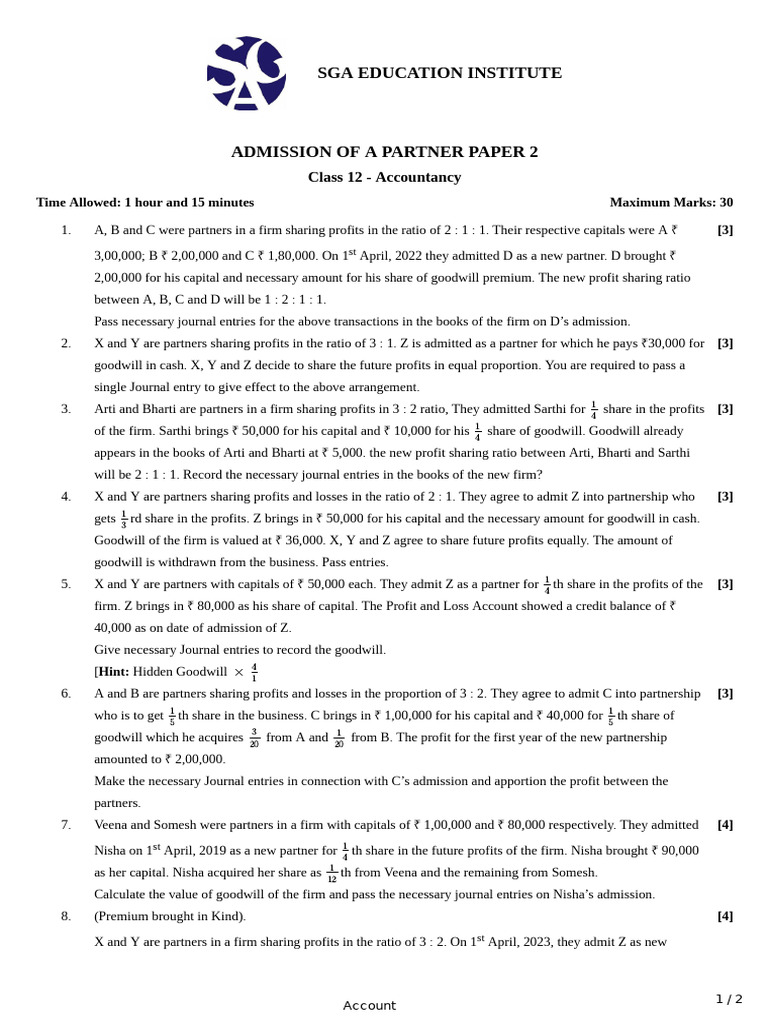 12th Cbse Admission of A Partner Paper 2 11th July at NCG and 12th July ...