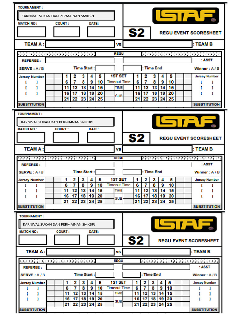 Sepak Takraw Score Sheet | PDF