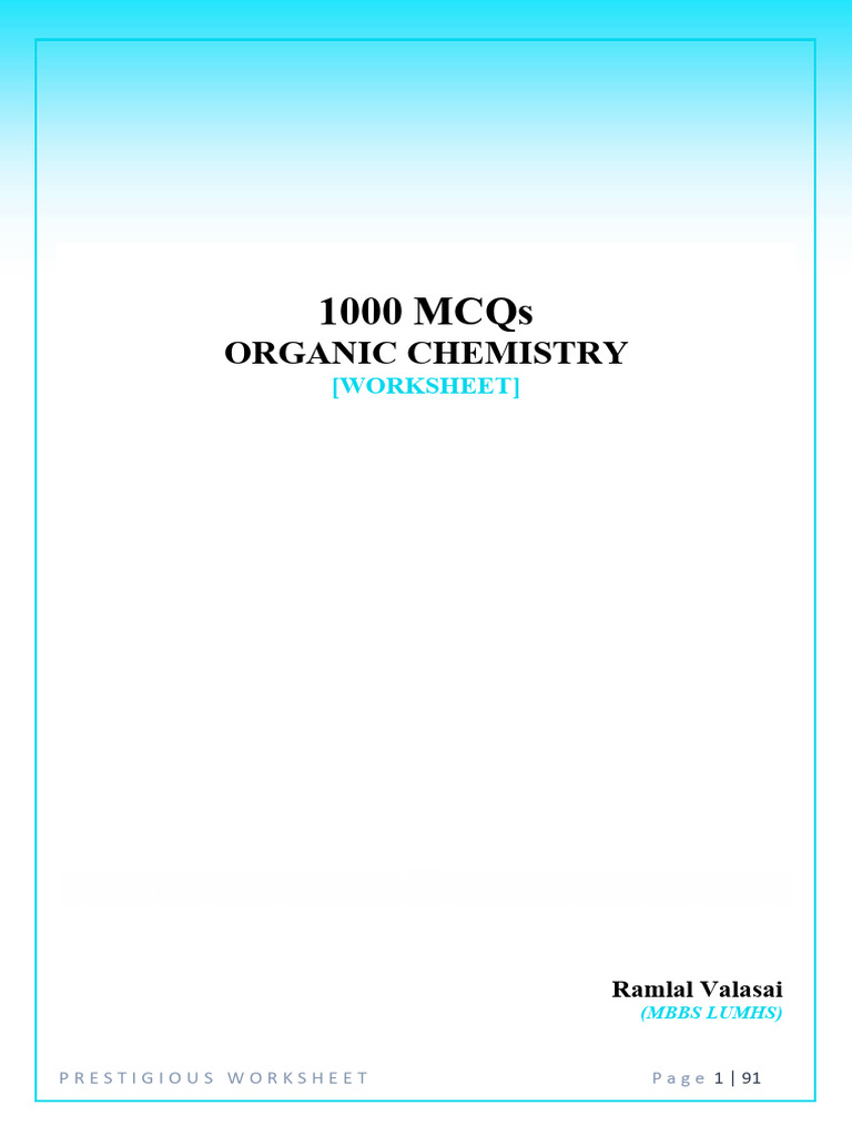 Organic Chemistry Worksheett | PDF