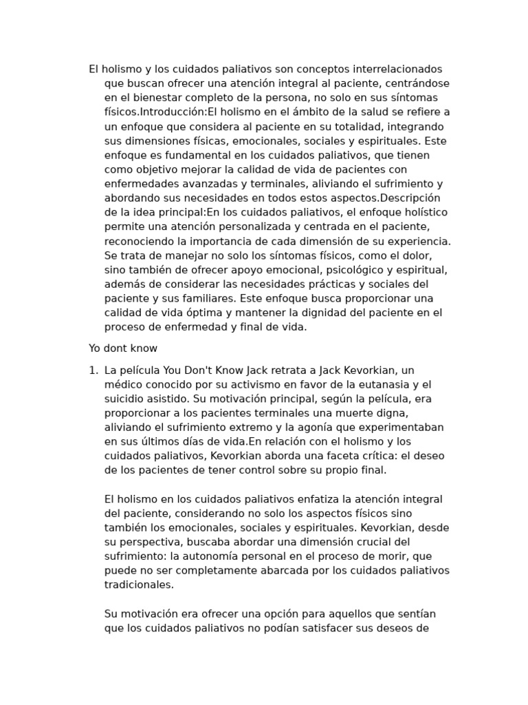 Respuestas de Paliativos 2 | PDF | Cuidados paliativos | Holismo