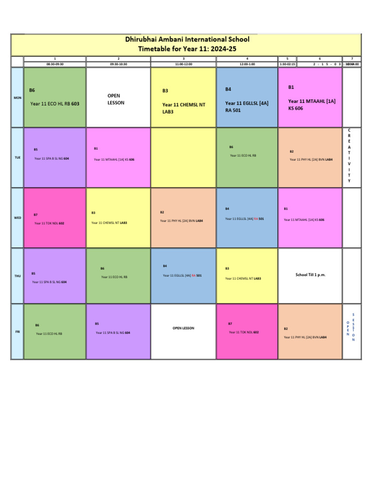 Timetable 11th Final | PDF