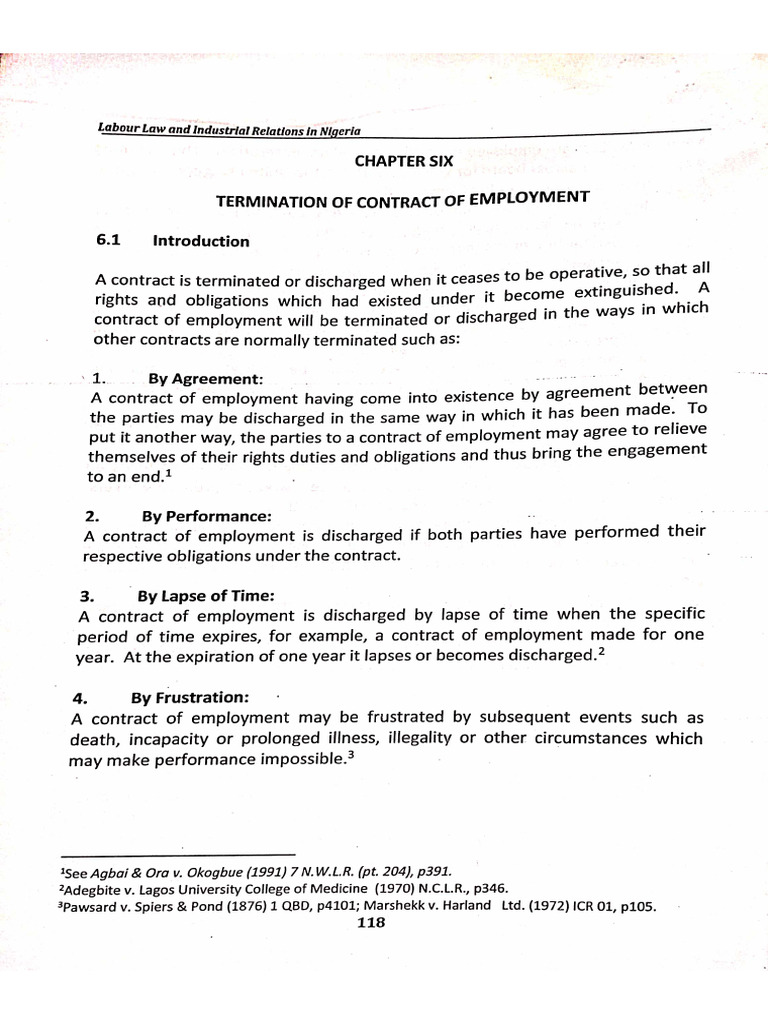 Termination of Contract of Employment | PDF