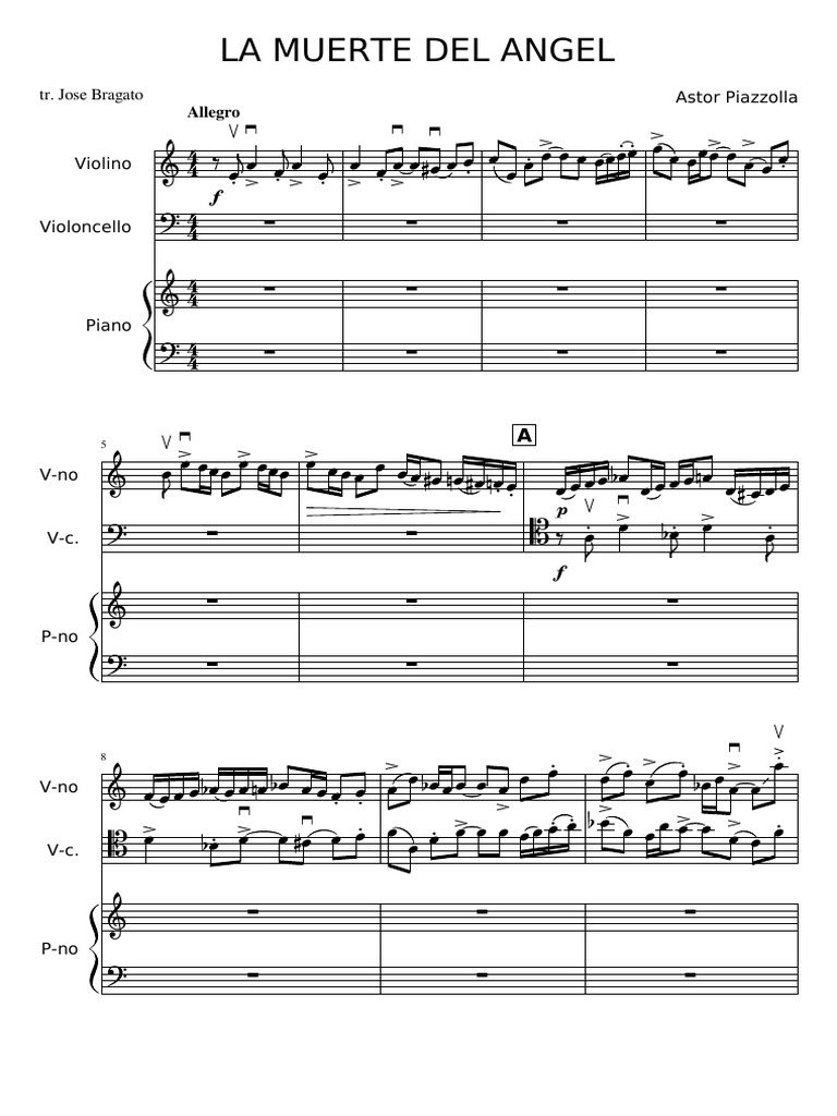LA MUERTE DEL ANGEL VN - VCPF Tr. J. Brogato Astor Piazzolla | PDF