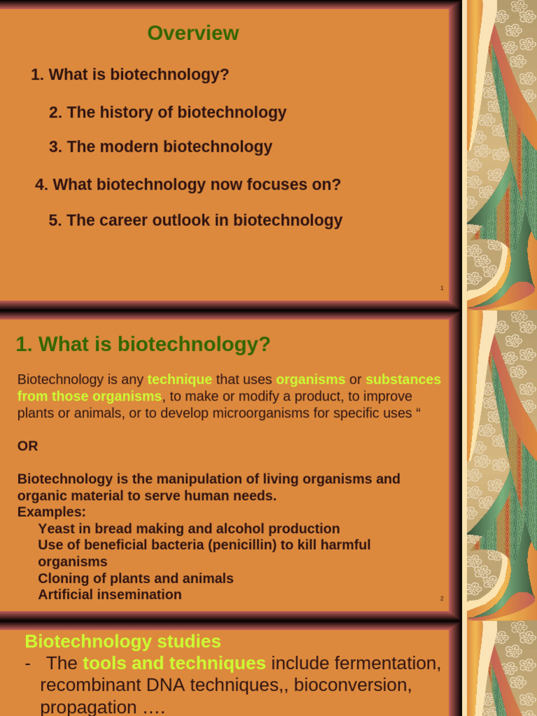 Introduction To Biotechnology-Lecture 1 | PDF