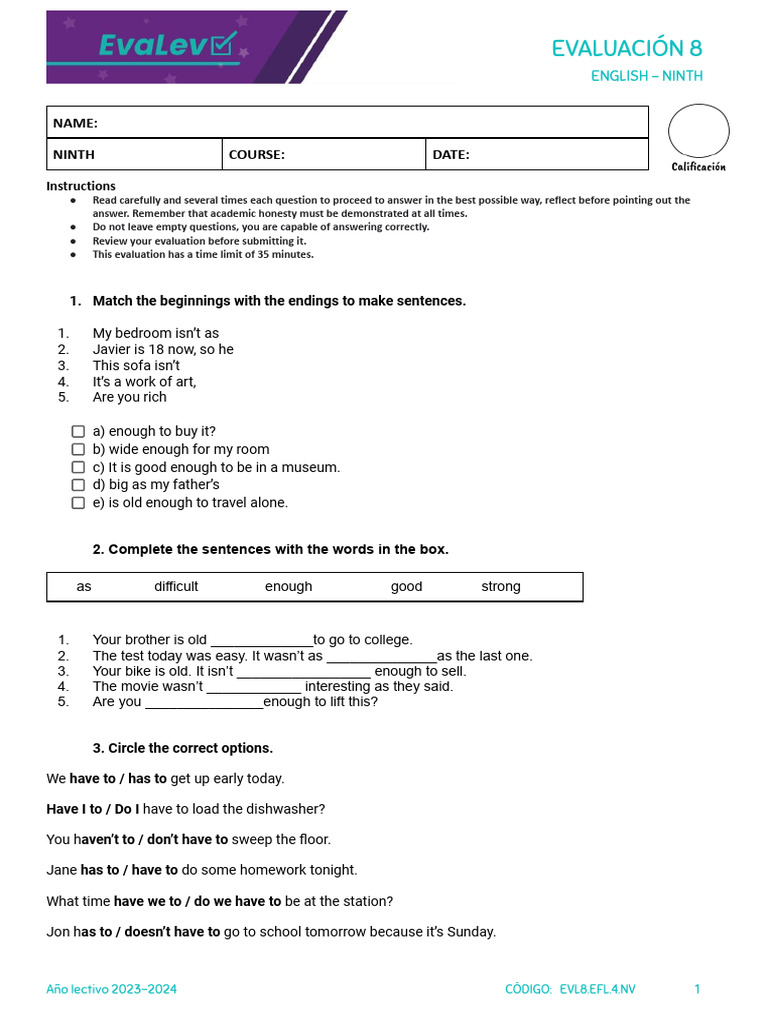 Emily Raquel Reyes Arias - EVL8.EFL.4.NV | PDF