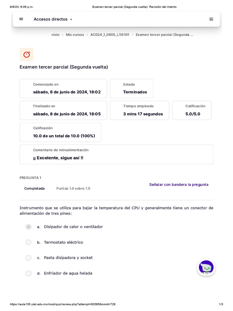 Examen Tercer Parcial (Segunda Vuelta) - Revisión Del Intento | PDF