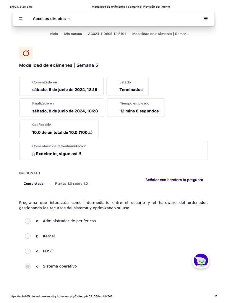 Modalidad de Exámenes - Semana 5 - Revisión Del Intento | PDF