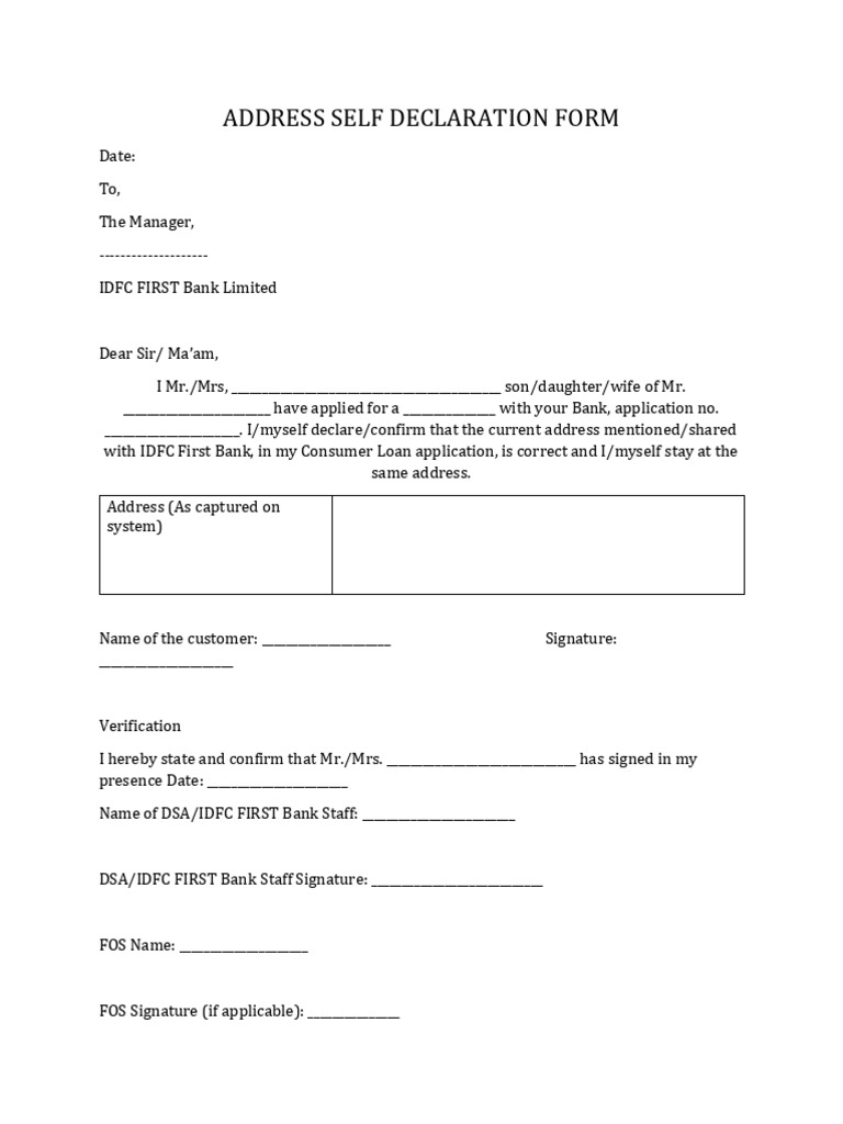 Address Self-Declaration Format (v1) - 1 | PDF