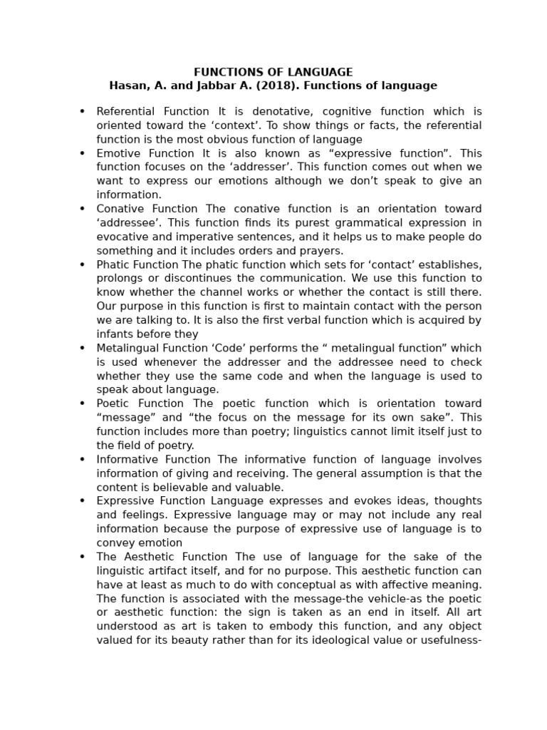 Functions of Language | PDF