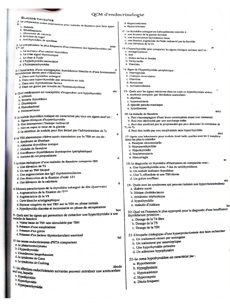 QCM Endicronologie | PDF