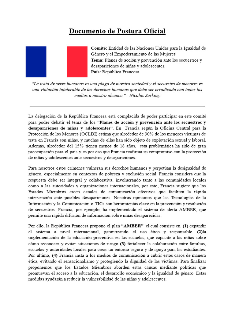 Documento de Postura Oficial - Francia | PDF