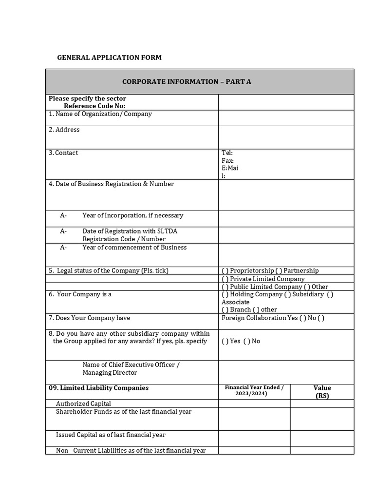 General Application Form | PDF
