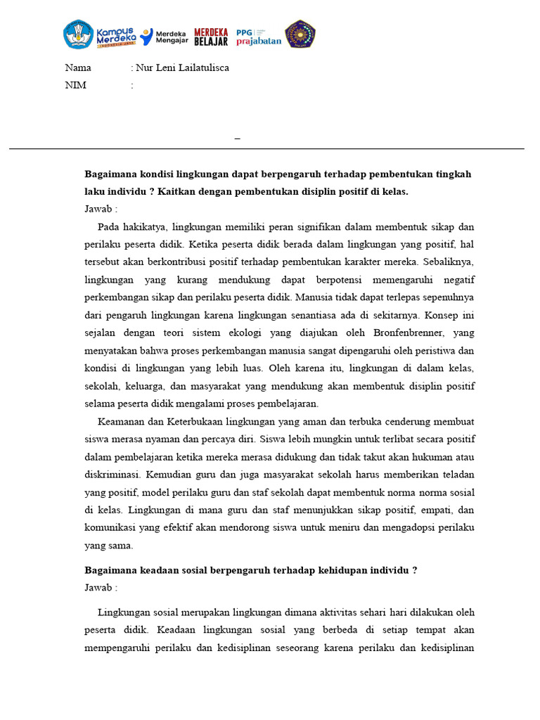 KONEKSI ANTAR MATERI - T4 - Nur Leni L | PDF