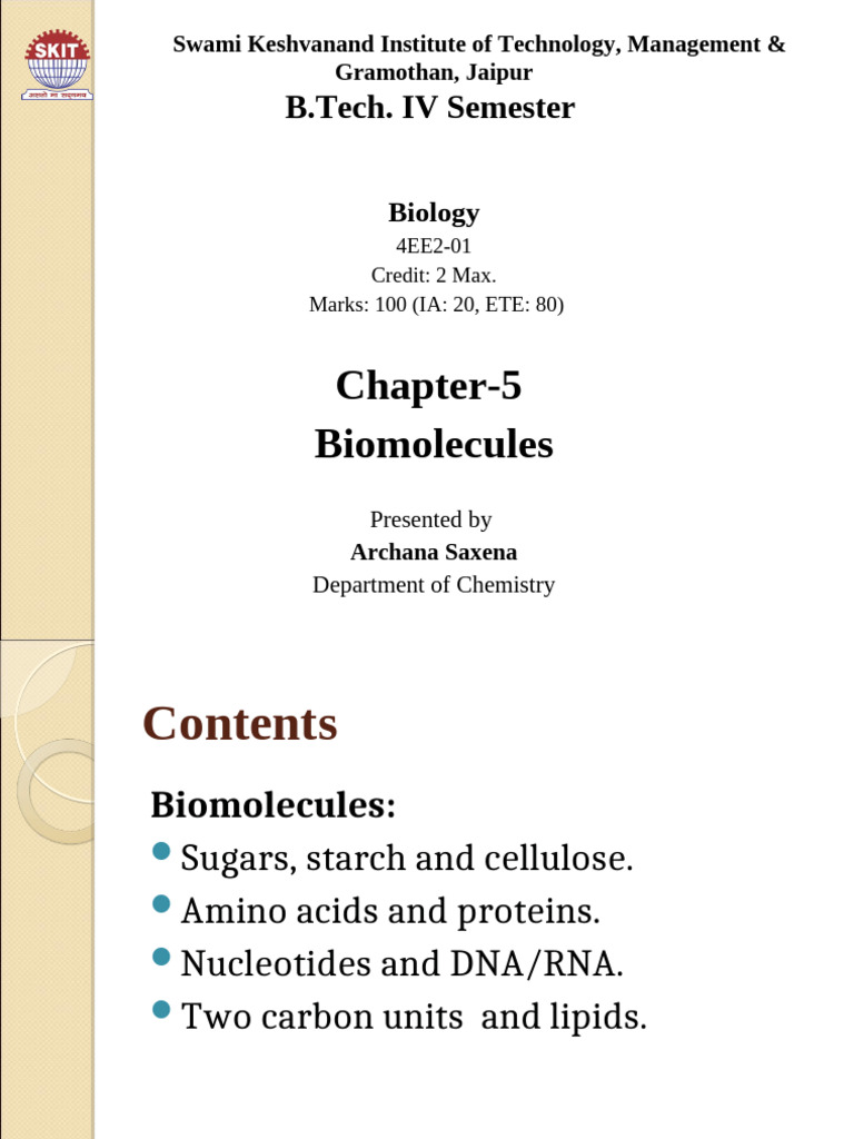 Chapter-5 Biomolecules | PDF
