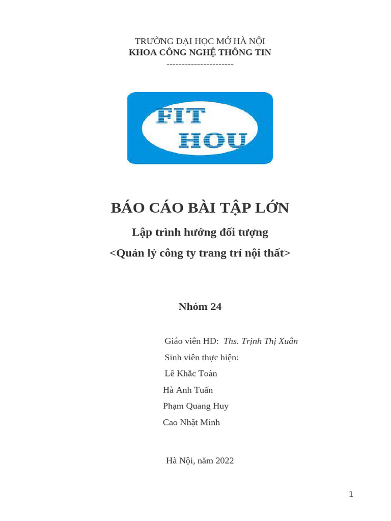 BaoCao BTL LTHDT | PDF