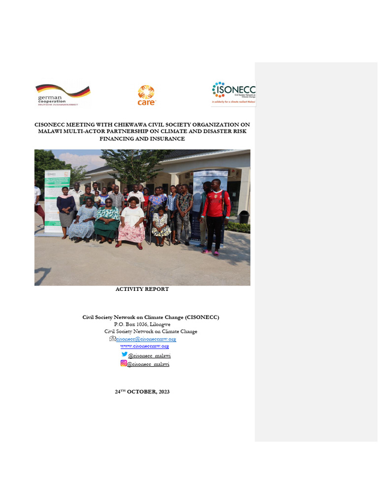 Cisonecc Report - Meeting With Chikwawa Cso Network On Malawi ...