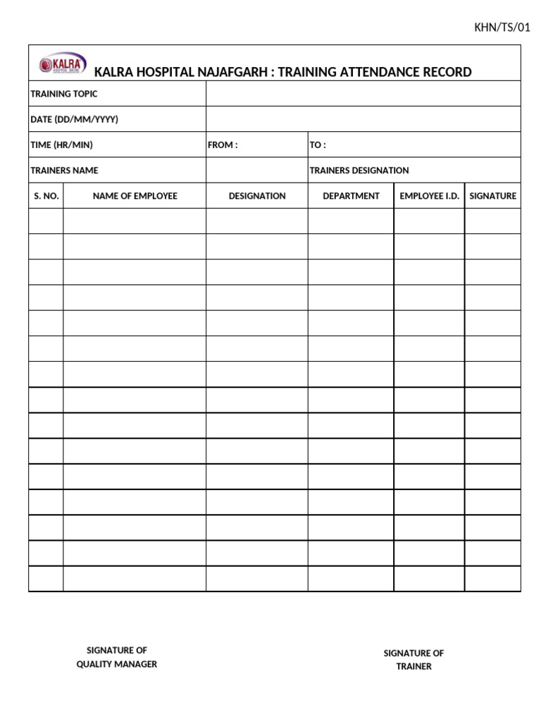 Training Attendance Record | PDF