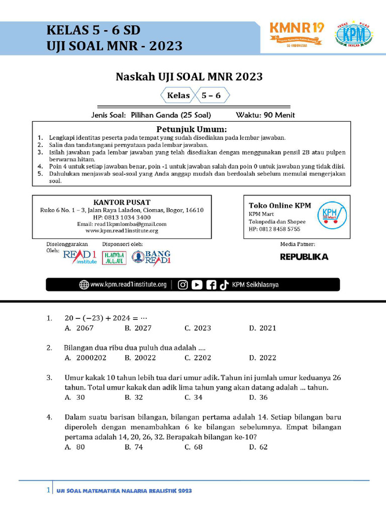 Uji Soal Kelas 5-6 | PDF