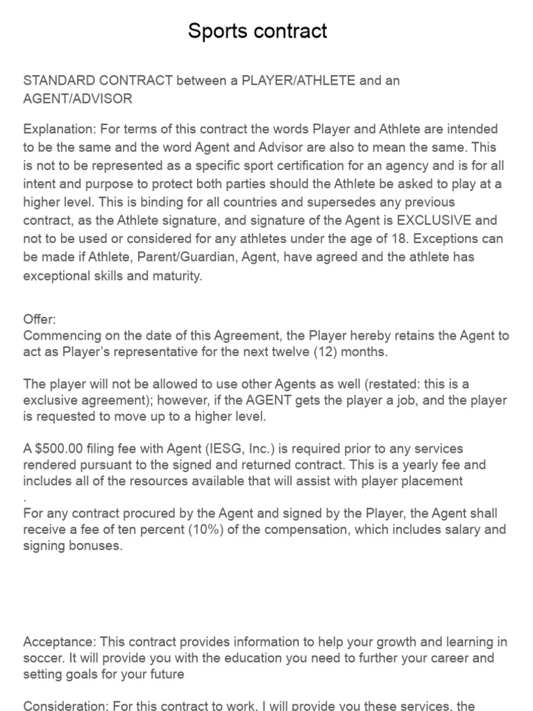 Sports Contract, Josue Orozco | PDF