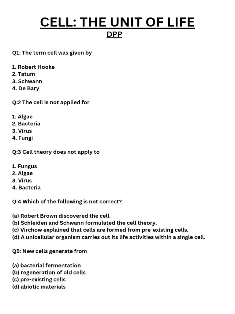 DPP - 1 of Cell | PDF