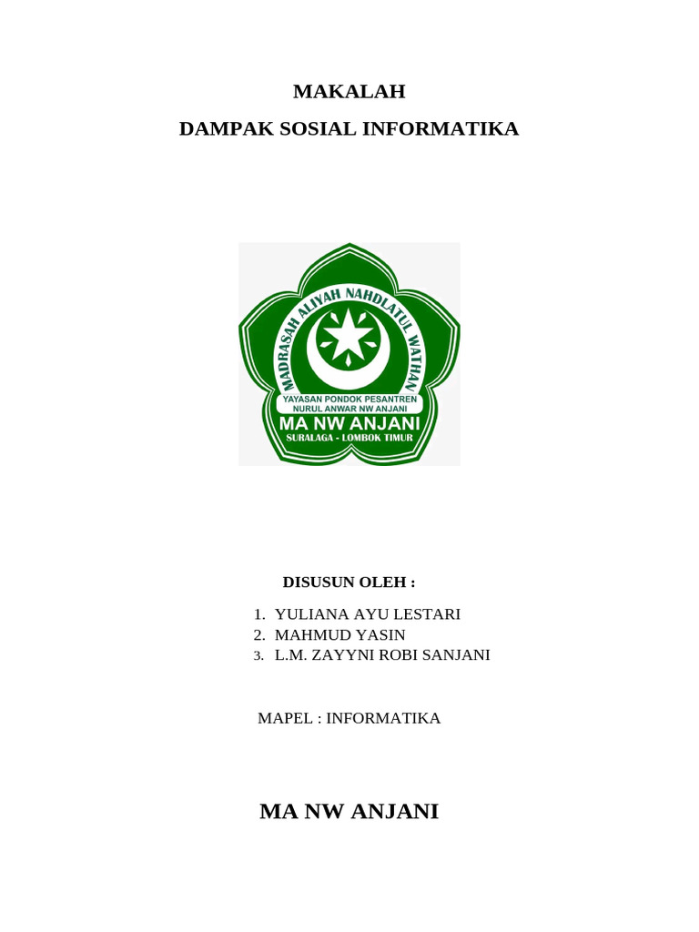 Makalah Dampak Sosial Informatika | PDF