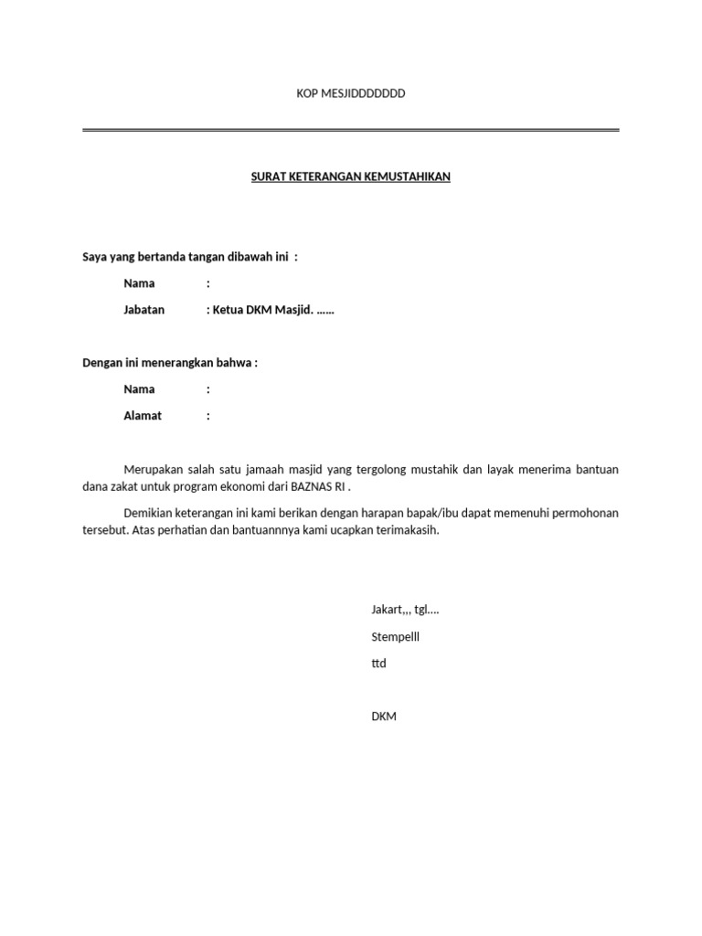 Format SKTM Mesjid - Pondok | PDF