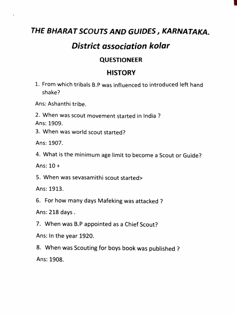 SCOUT VISHWAKANASU Question Paper | PDF