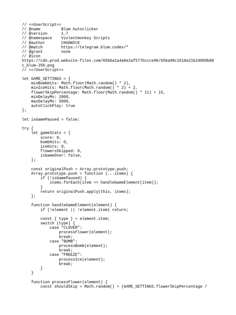 Blum Autoclicker Script for Telegram | PDF | Computing