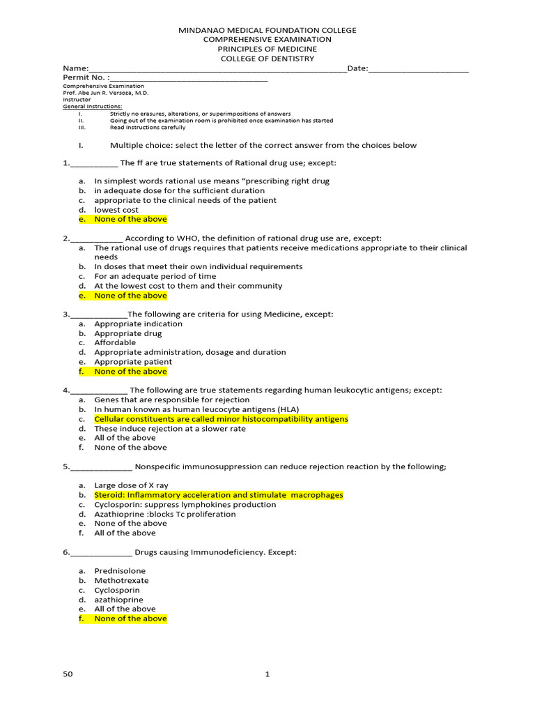 Comprehensive Exams POM | PDF