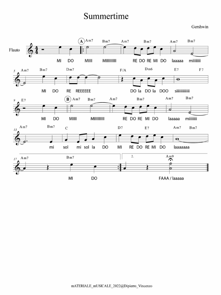 Summertime - Flauto | PDF