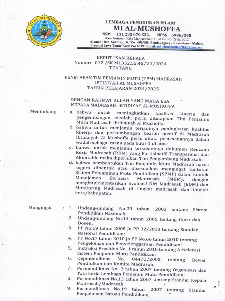 SK TPM 2024-2025 | PDF