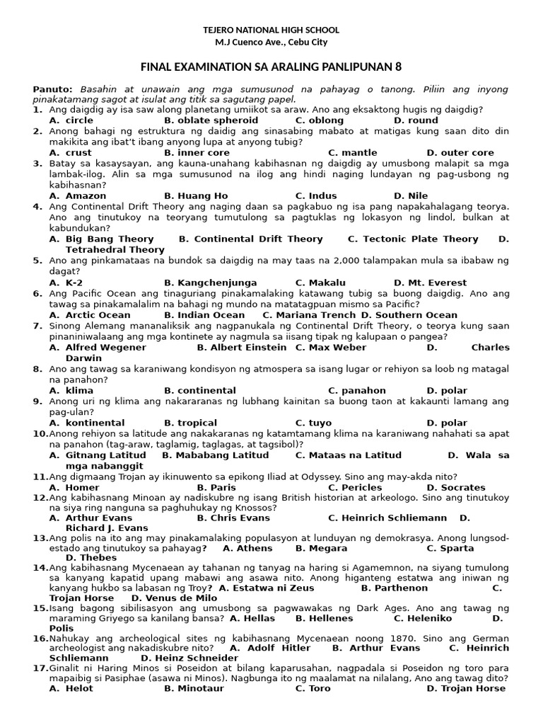 Final Exam G8 | PDF | Social Science | Young Adult