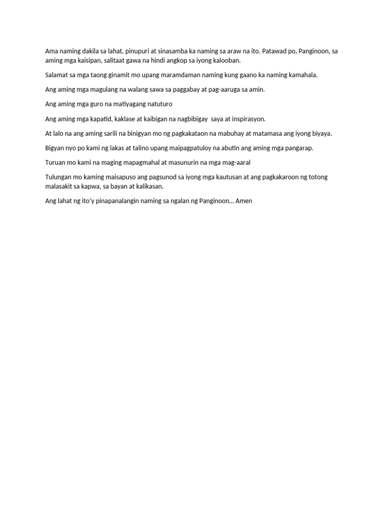 Ama Naming Dakila Sa Lahat | PDF