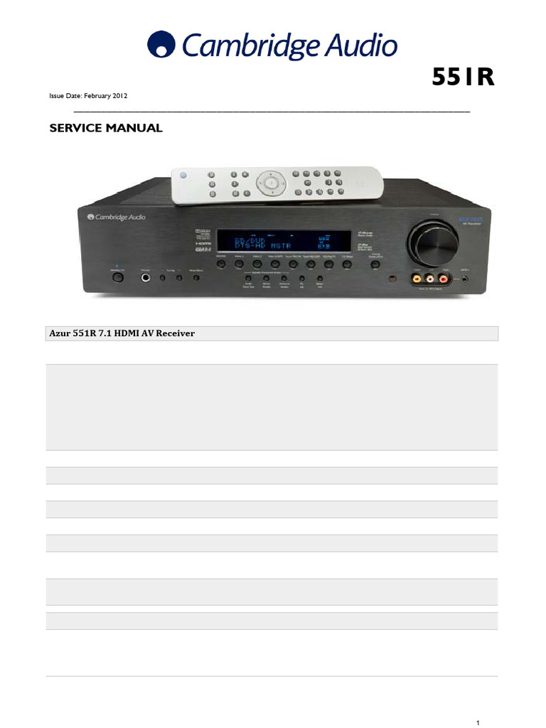 Cambridge Audio 551R Service Manual | PDF