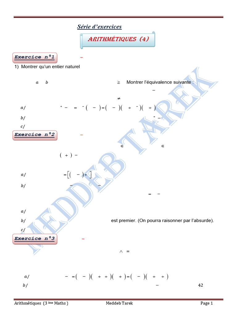 Arithmétique 3 Math 4 | PDF
