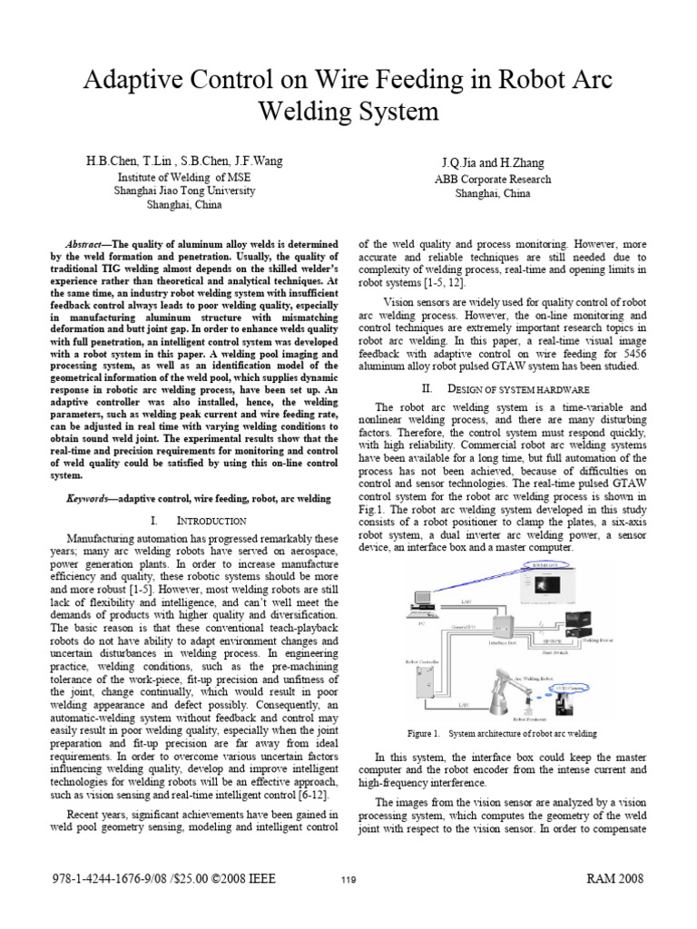 Adaptive Control in Robotic Welding | PDF | Welding | Construction