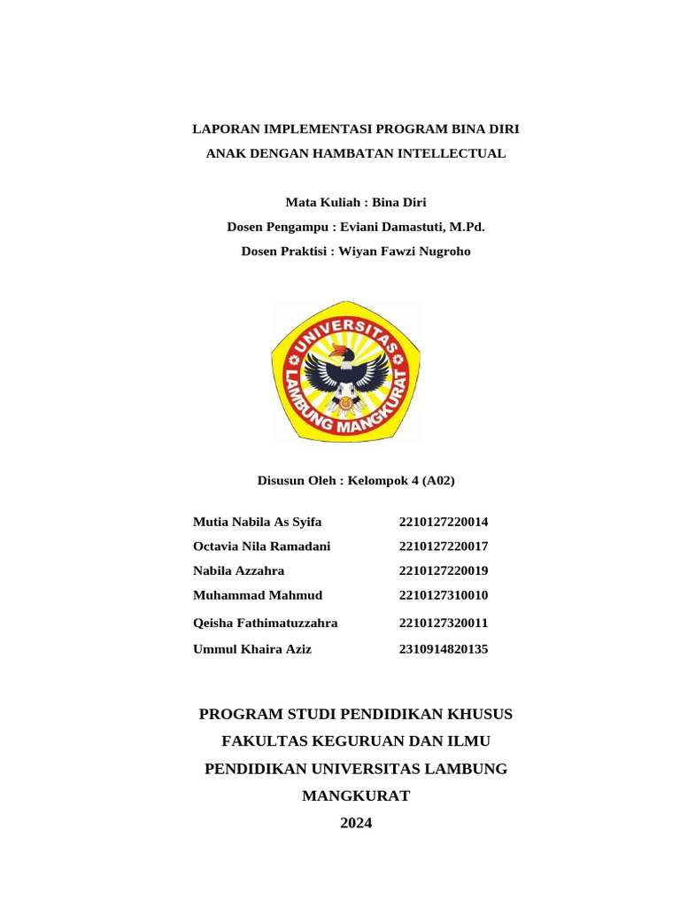 Laporan Implementasi Program Bina Diri Kelompok 4 | PDF