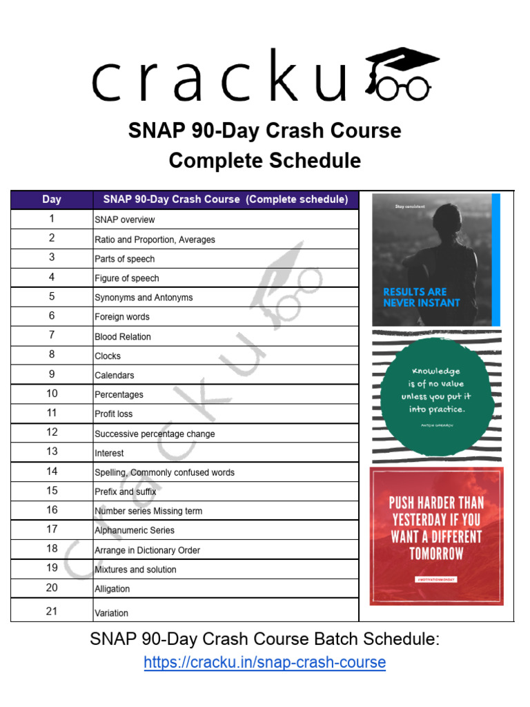 SNAP 90-Day Crash Course Complete Schedule - 2025 | PDF