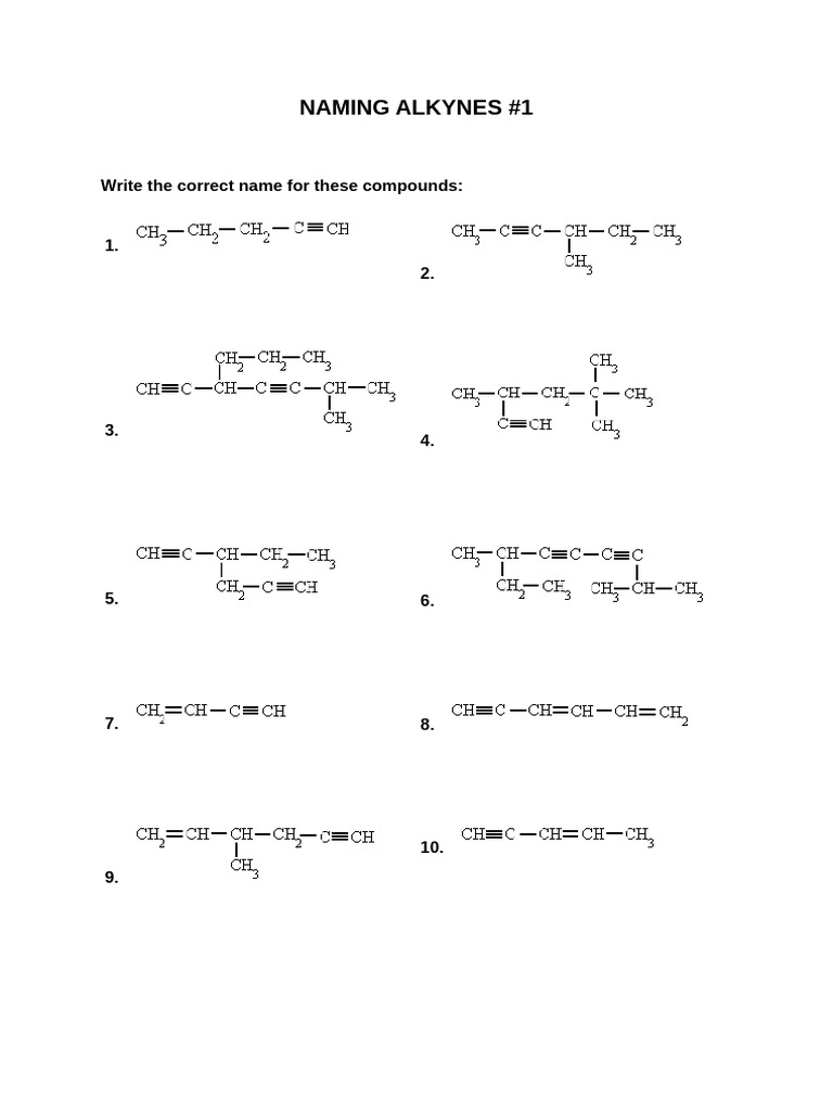 Naming Alkynes | PDF