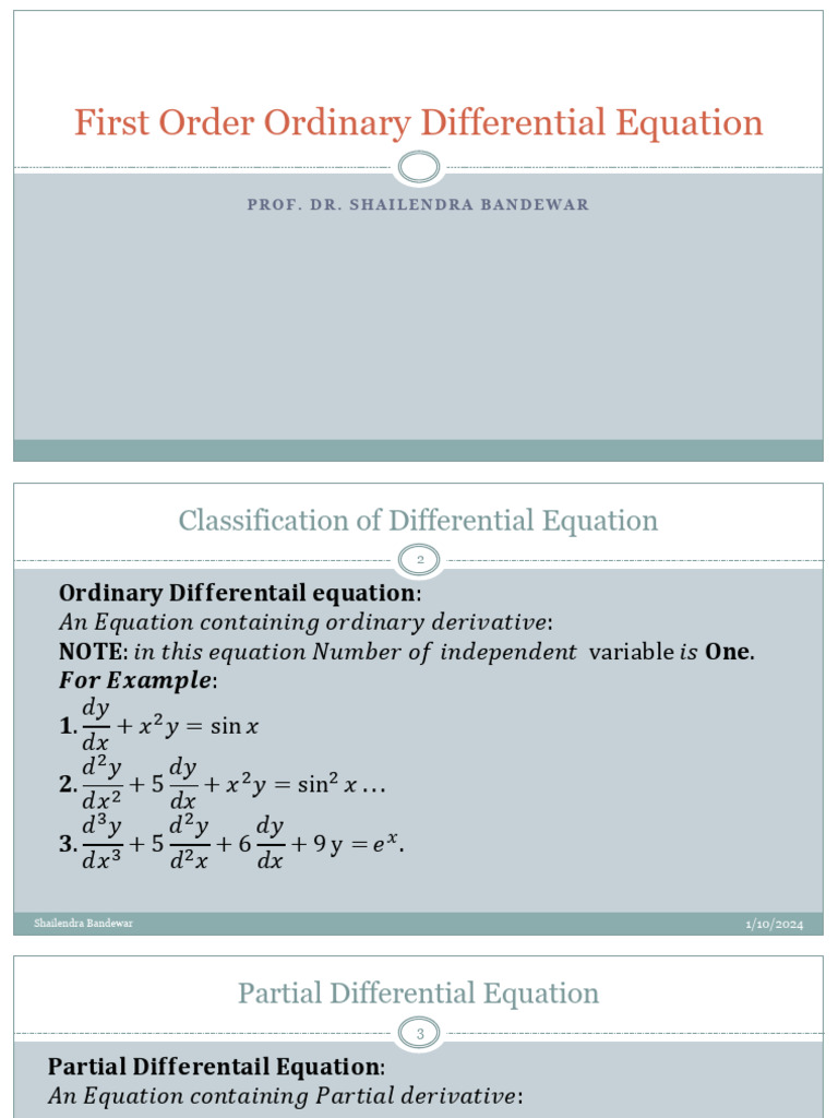 First Order Ode Pdf Equations Calculus